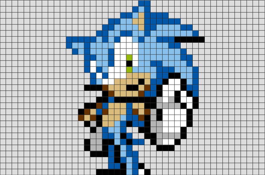 8 Bit Sonic Pixel Art Grid