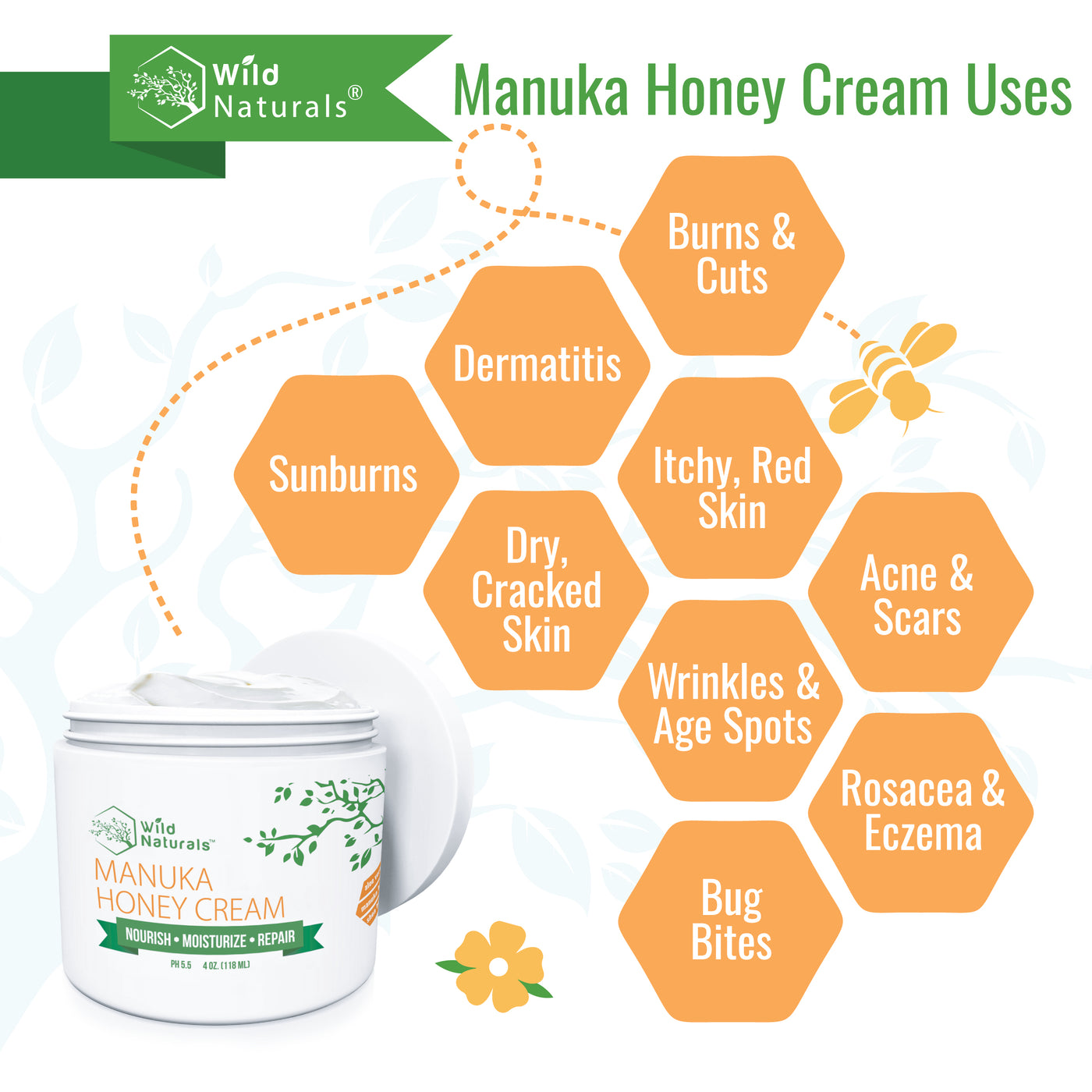 Wild Naturals Manuka Honey Eczema Healing Moisturizer Cream Wild Naturals