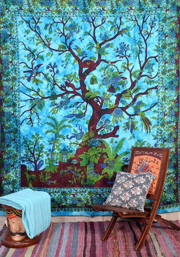 Tree Of Life Tapestry Wall Hanging Bohemian Dorm Room Queen Bedding Bl