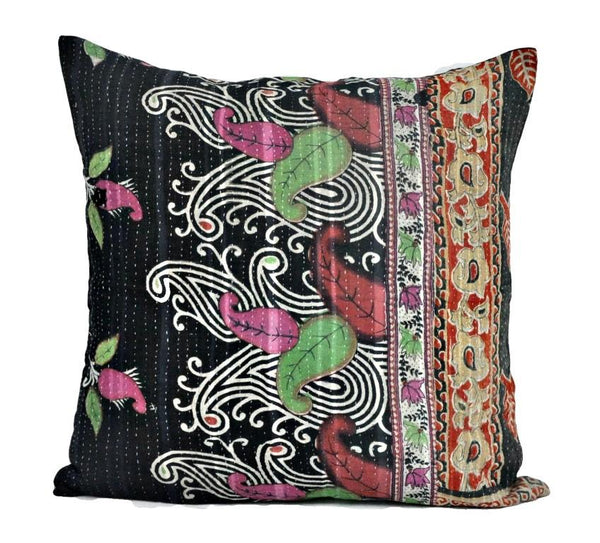 24x24 Floral Sofa Pillow Covers Bedroom Sham Pillows Boho Kantha Cushi