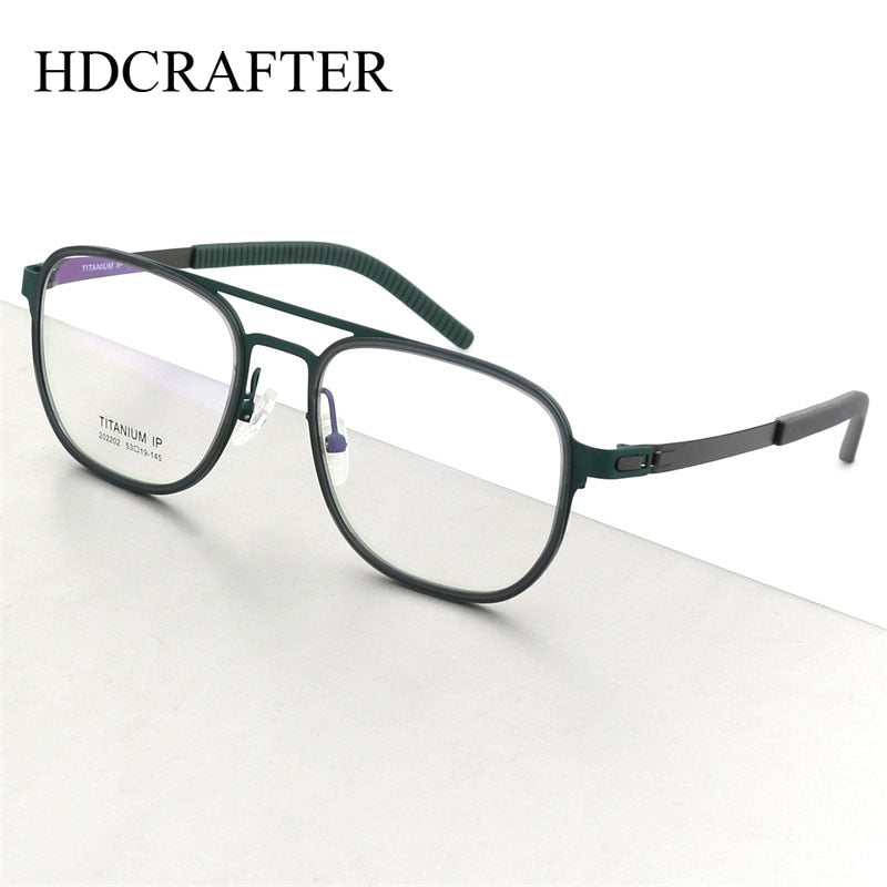 Hdcrafter Unisex Full Rim Square Double Bridge Titanium Eyeglasses 220