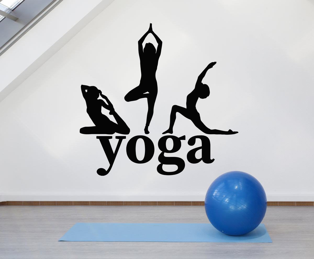 Vinyl Wall Decal Yoga Woman Pose Strength Mediation Zen Balance Sticke