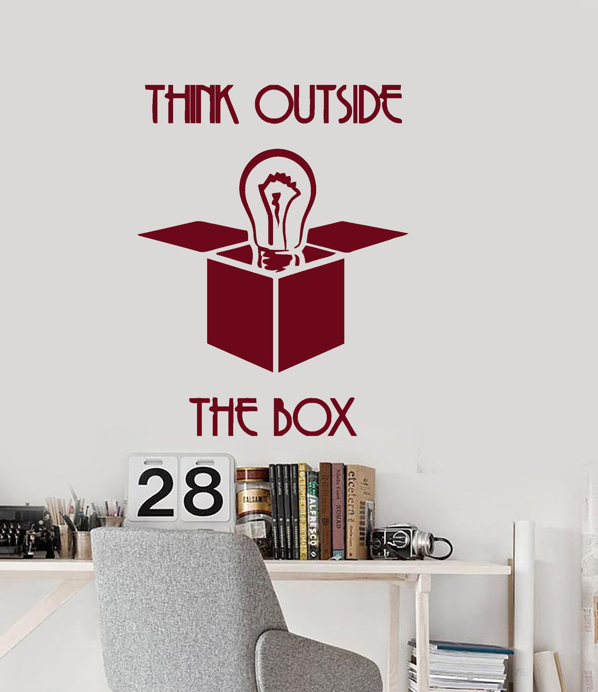 Wall Vinyl Decal Quotes Think Outside The Box Office Decor Unique T