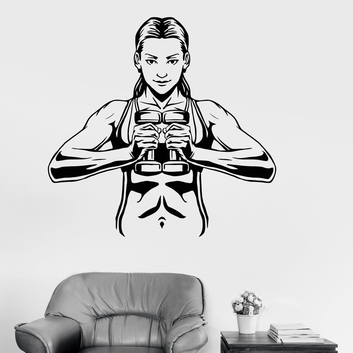 Vinyl Wall Decal Gym Woman Fitness Girl Healthy Lifestyle Sports Stick