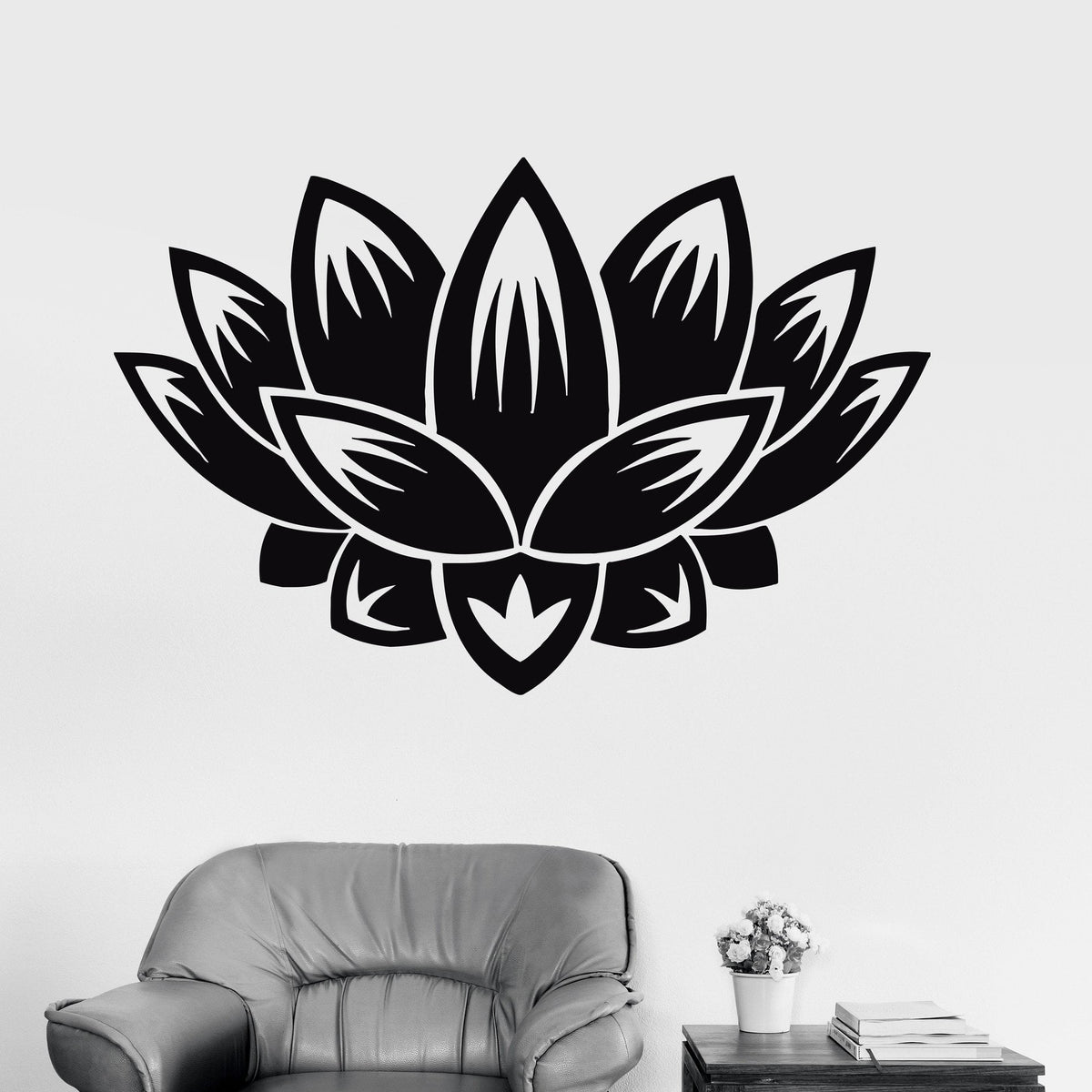 Vinyl Wall Decal Lotus Flower Buddhism Meditation Yoga Decor Stickers