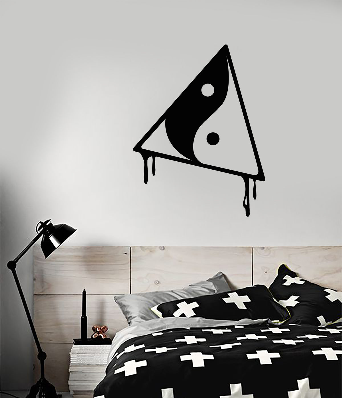 Vinyl Wall Decal Yin Yang Symbol Buddhism Triangle Geometric Stickers