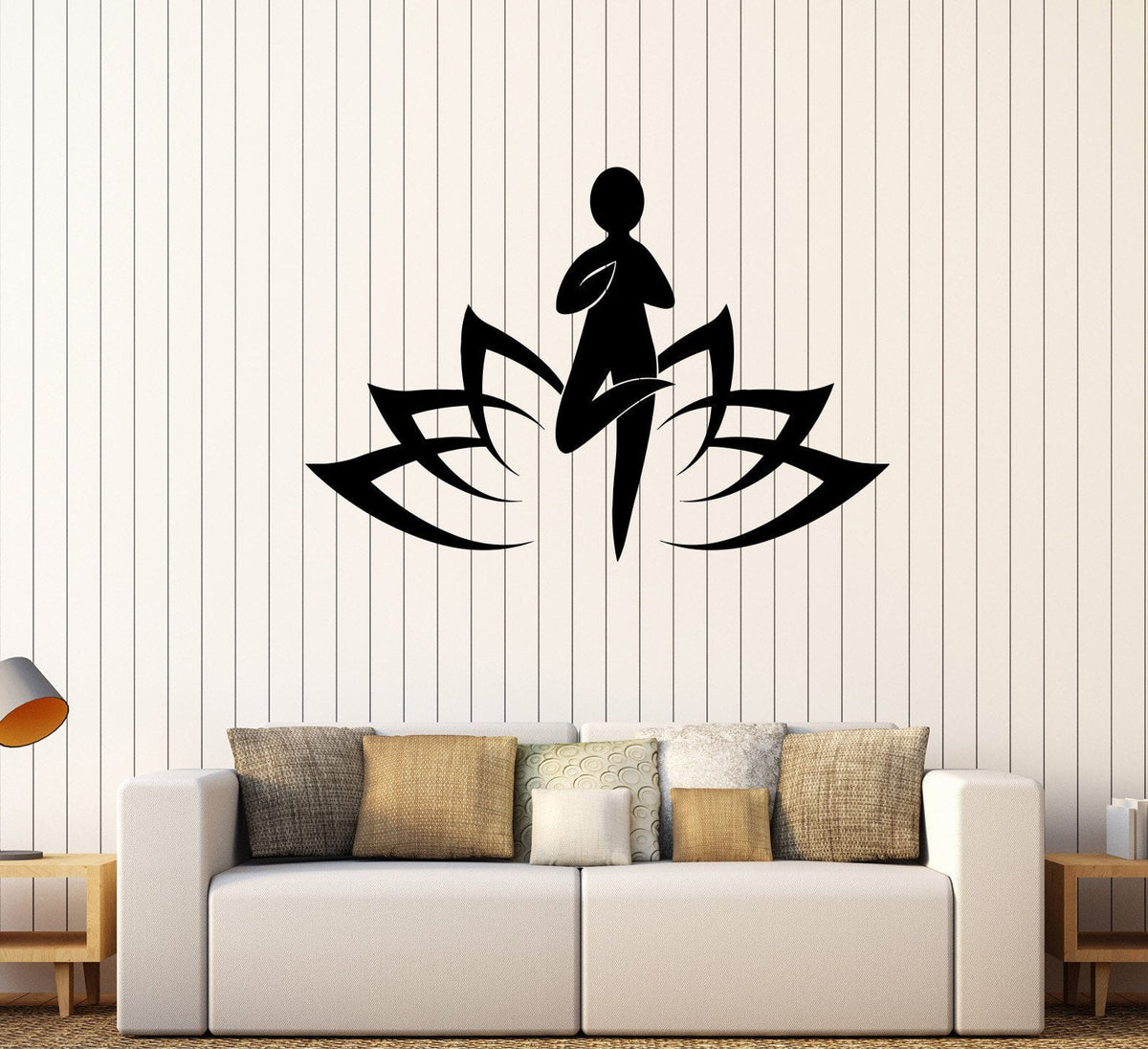 Vinyl Wall Decal Lotus Yoga Pose Meditation Room Hindu Hinduism Sticke