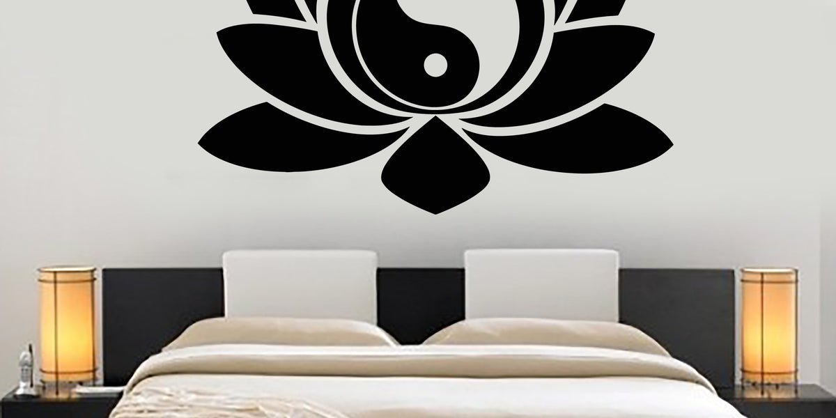 Vinyl Wall Decal Lotus Flower Yin Yang Symbol Buddhism Yoga Stickers U