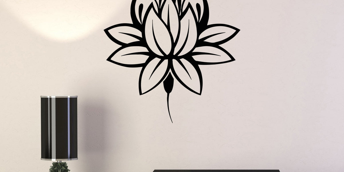 Vinyl Wall Decal Lotus Flower Buddhism Buddha Meditation Wall Stickers