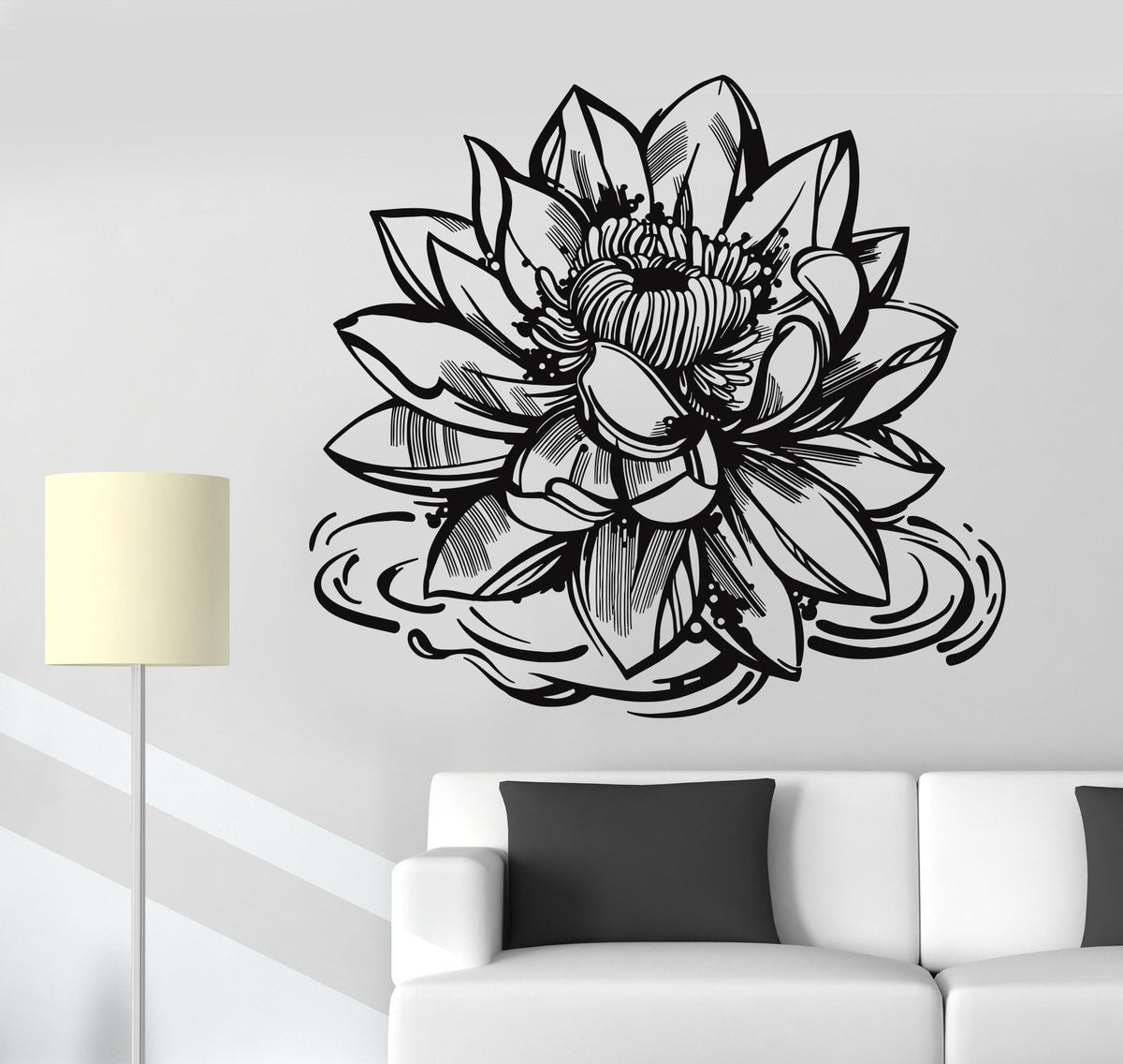 Vinyl Wall Decal Lotus Flower Yoga Meditation Center Buddhism Stickers