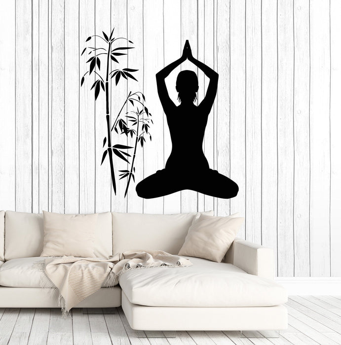 Vinyl Wall Decal Meditation Woman Yoga Studio Buddhism Stickers Mural