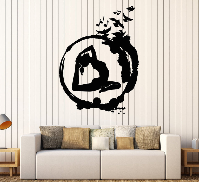 Vinyl Wall Decal Yoga Zen Circle Meditation Buddhism Birds Stickers Un