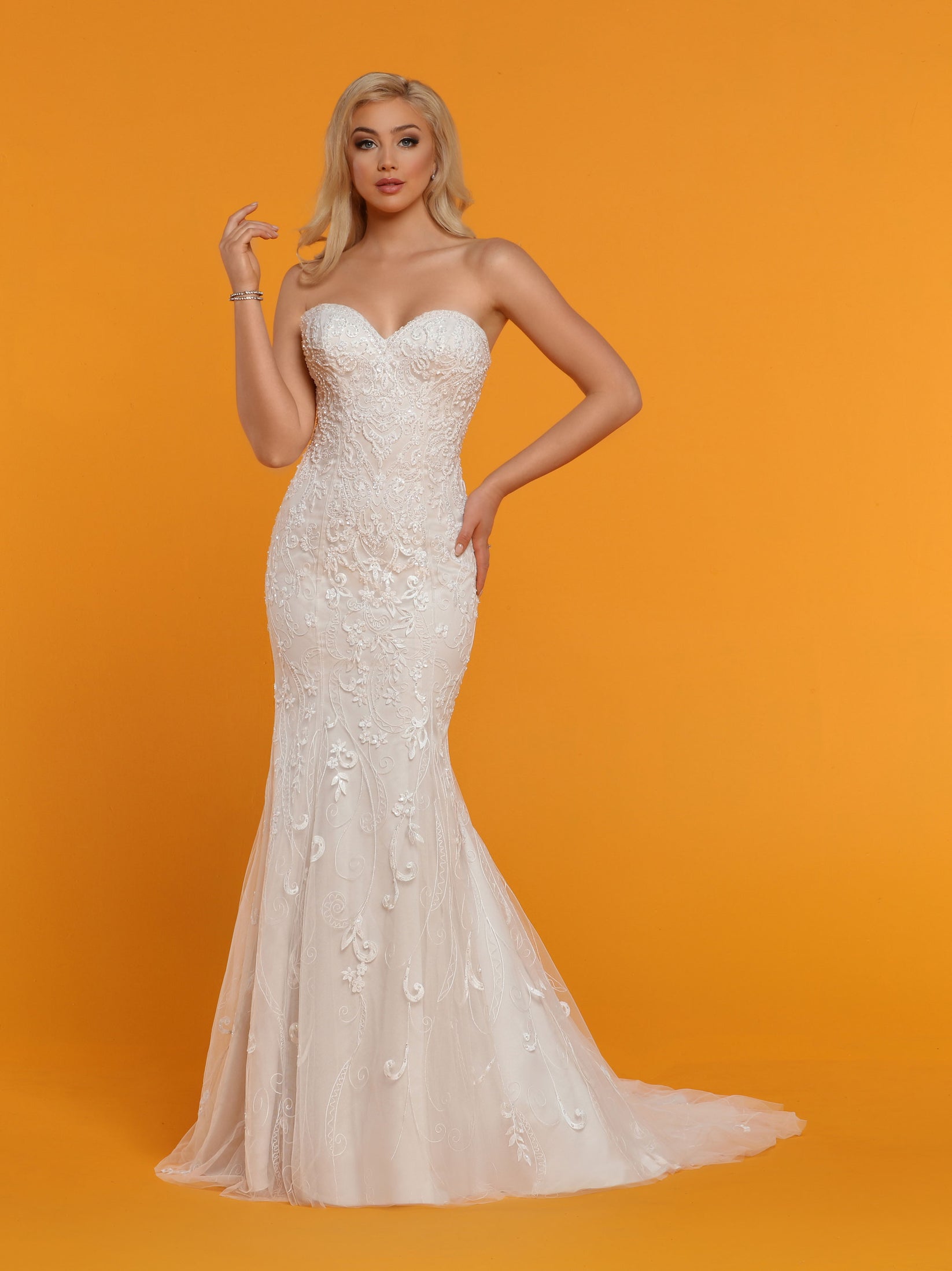 Davinci Bridal 50518 Embellished Fitted Lace Mermaid Wedding Dress Swe