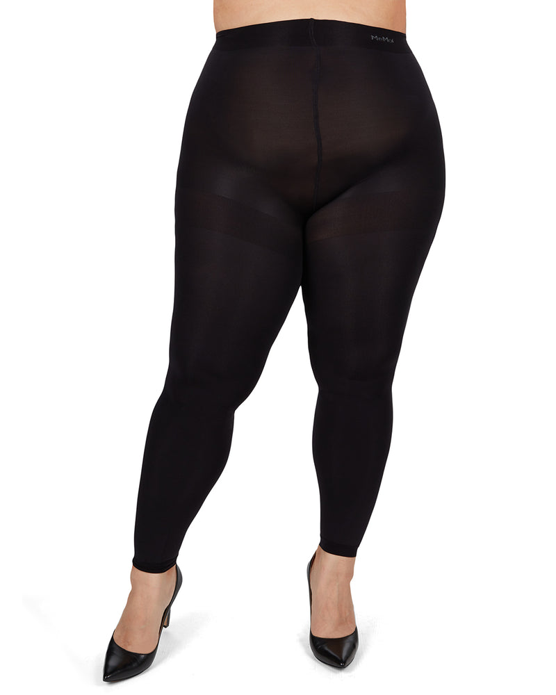 Plus Size Curvy Super Matte Control Top Footless Tights