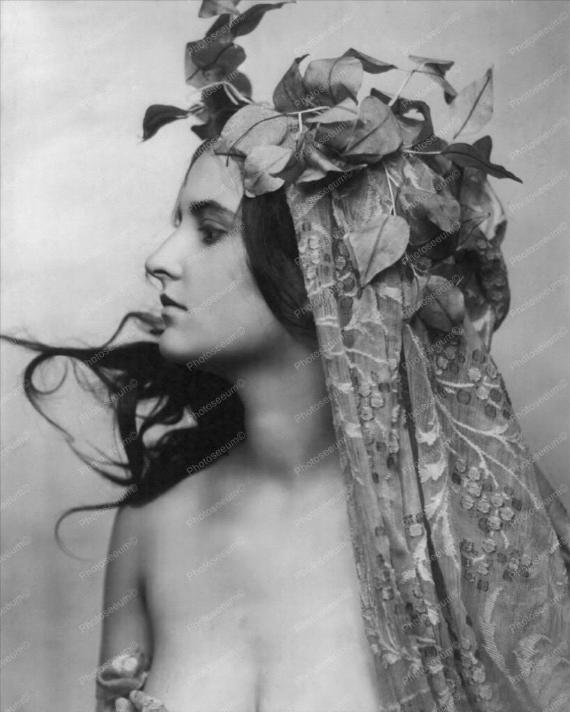 Sexy Victorian Lady Wrapped In Vines Old 8x10 Reprint Of Old Photo