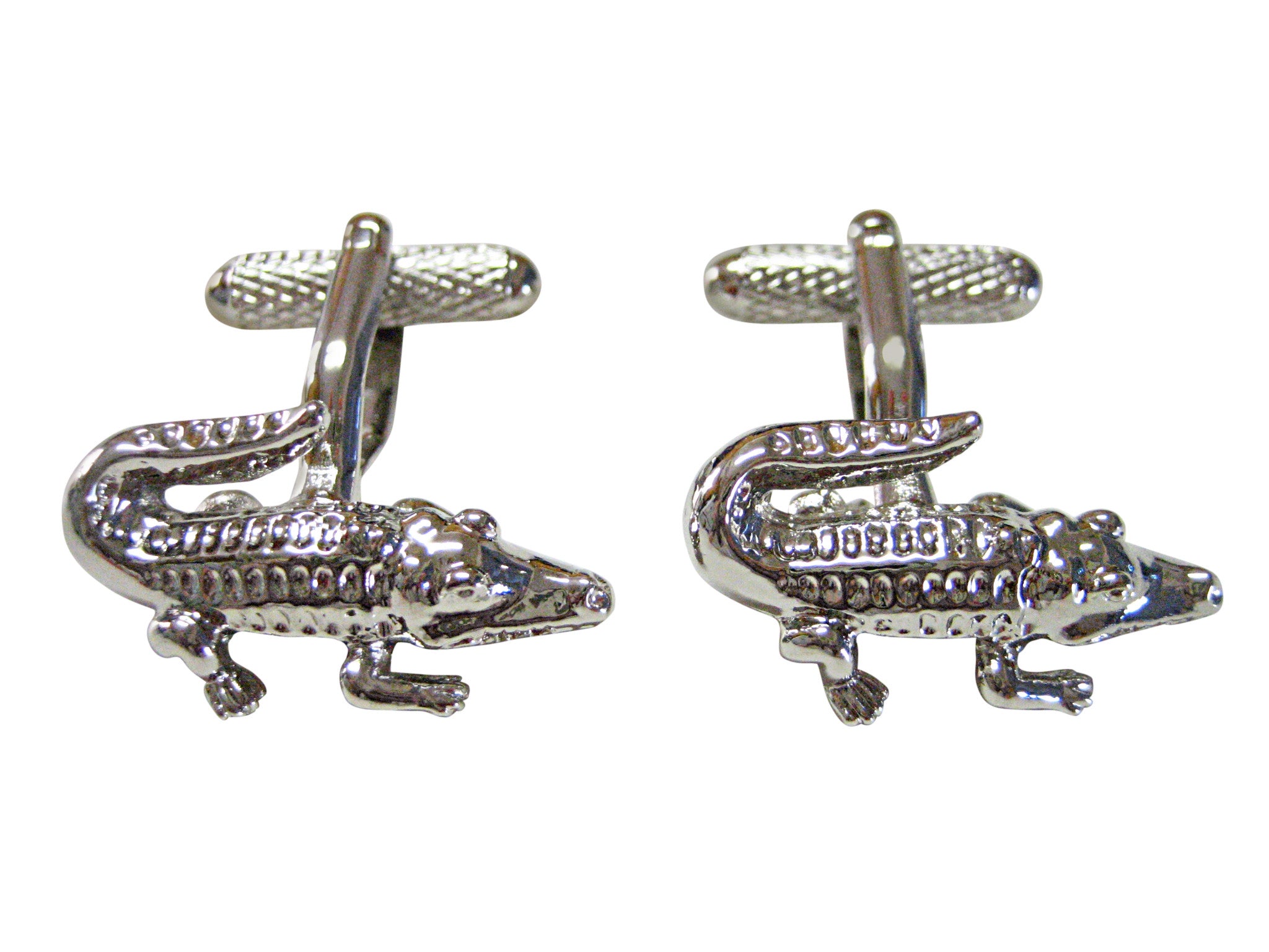 Silver Toned Alligator Cufflinks Kiola Designs