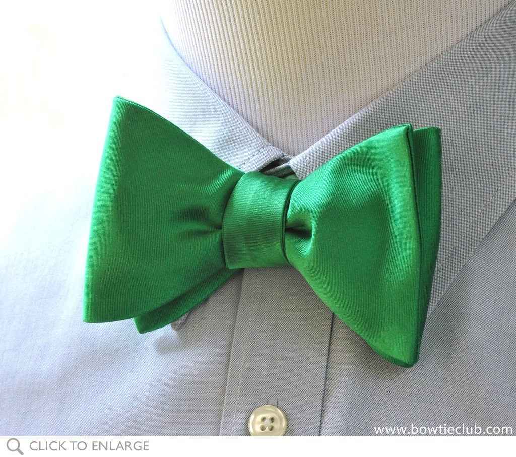 Kelly Green Satin St Patricks Day Ireland Bow Tie
