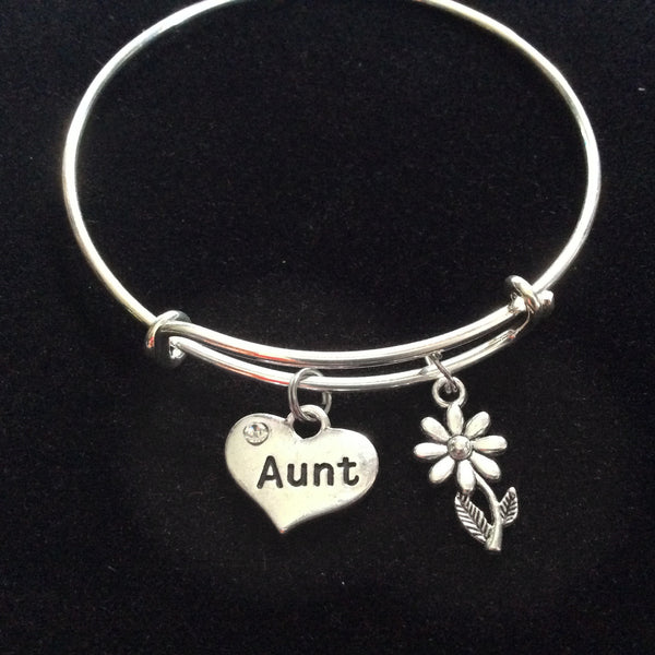 Aunt Charm Bracelet Silver Adjustable Expandable Bangle Trendy Handmad