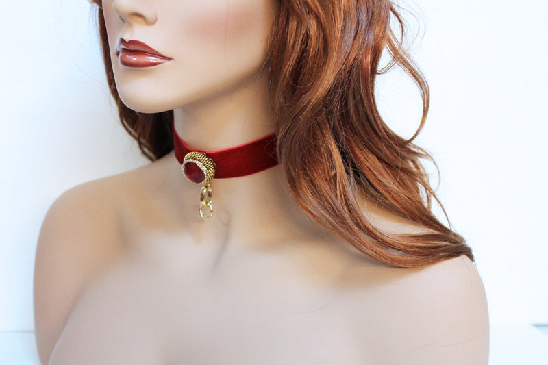 Romantic Victorian Red Velvet Fantasy Choker Jewelshart Inc