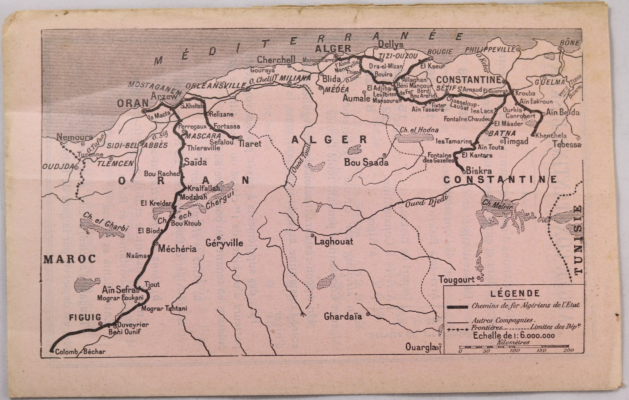 1913 Chemins De Fer Algériens De LÉtat Itinéraires Et Tariffs