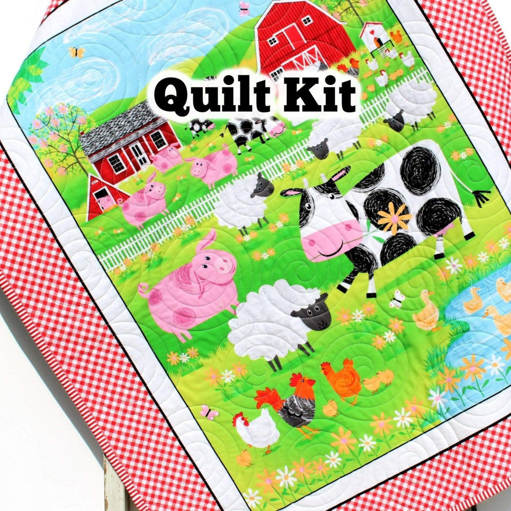 Farm Quilt Kit Panel Quick Easy Fun Beginner Project Quilting Fabri