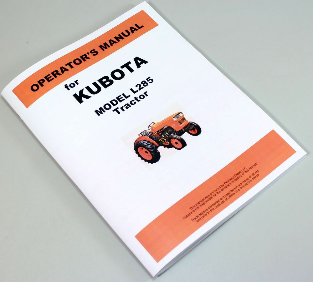 Kubota L285 Diesel Tractor Operators Owners Manual Parts Catalog Maint