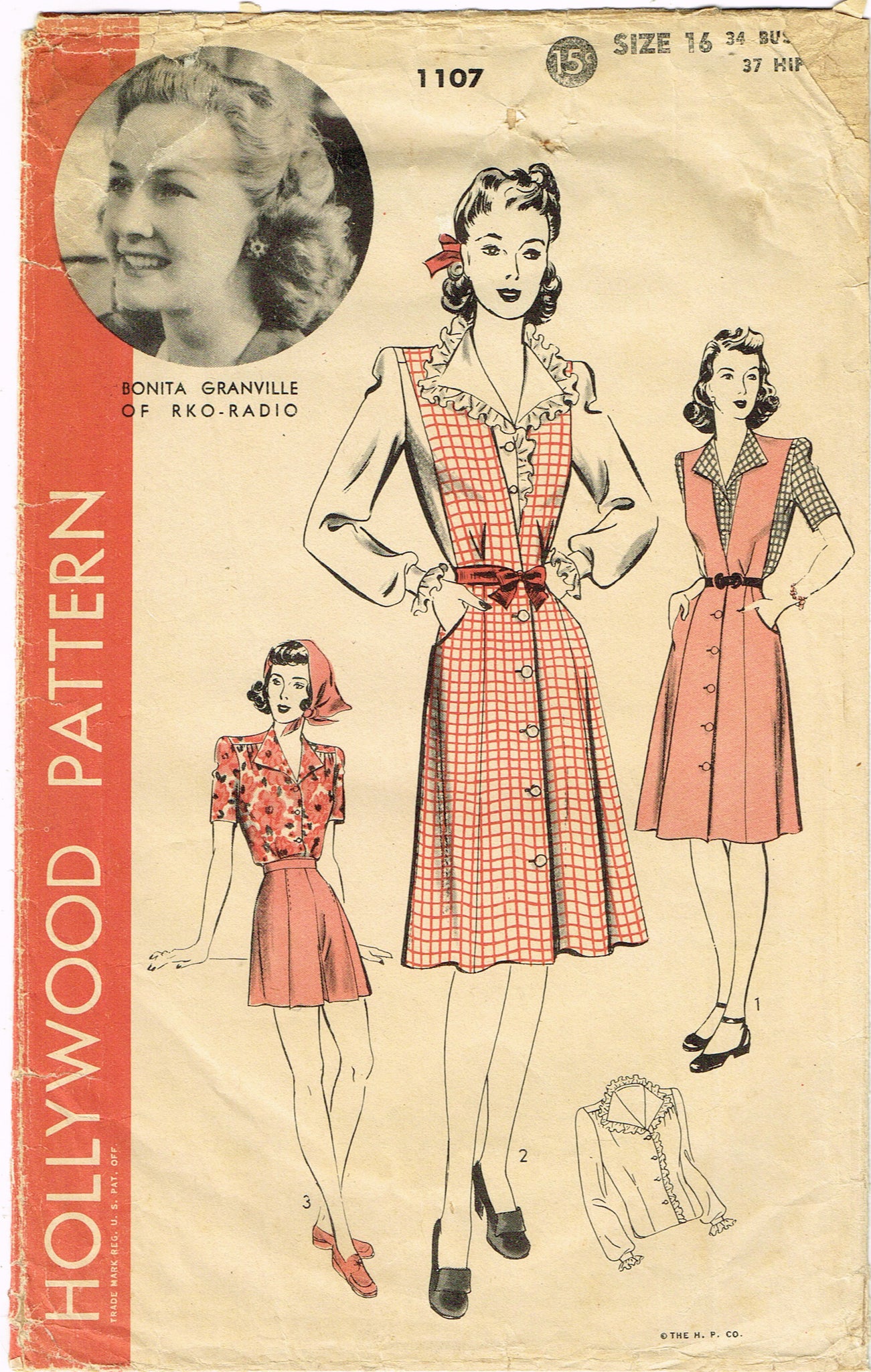 1940s Hollywood Starlet Sewing Pattern 1107 Misses Shorts And Blouse 34b