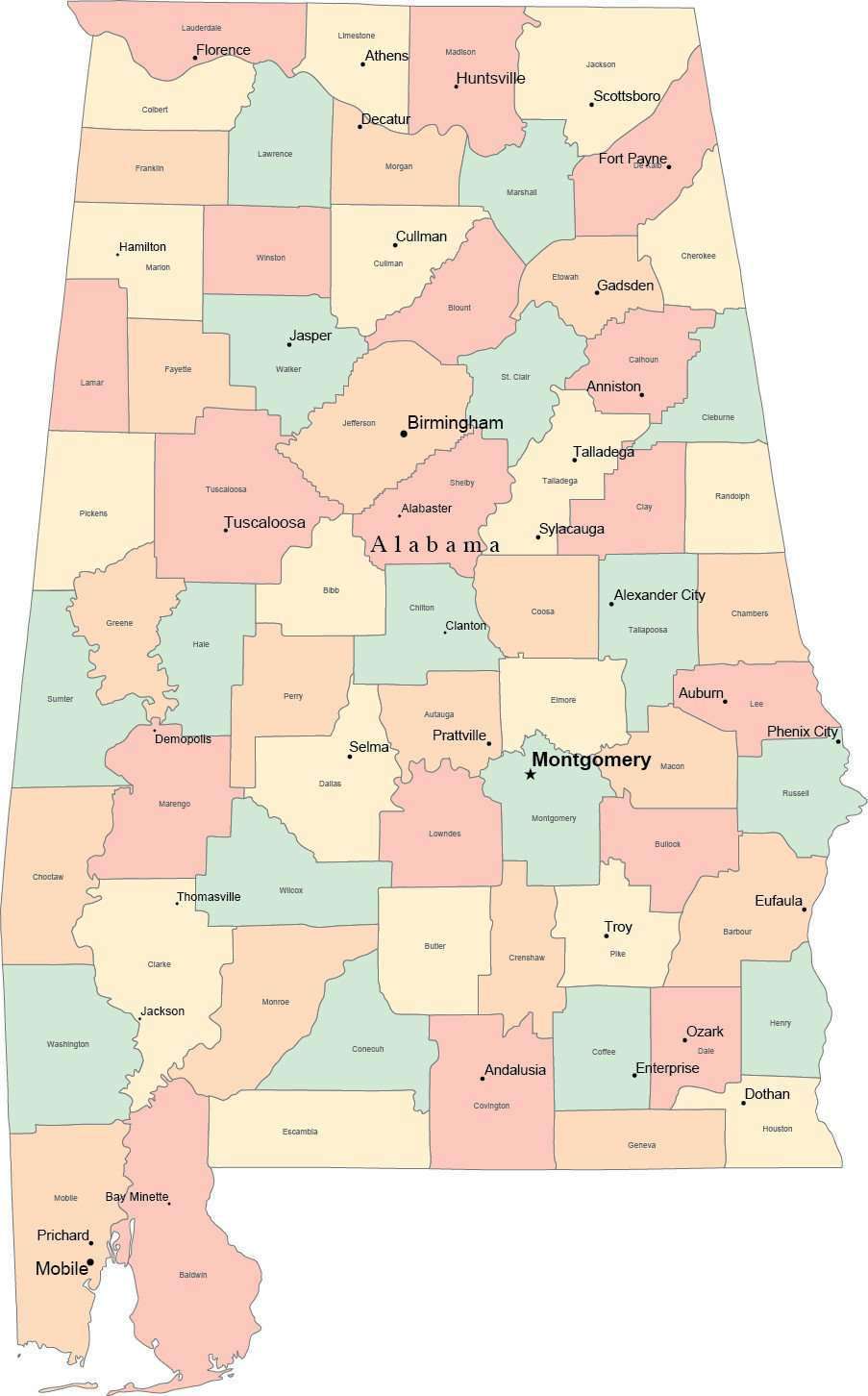 Alabama County Map