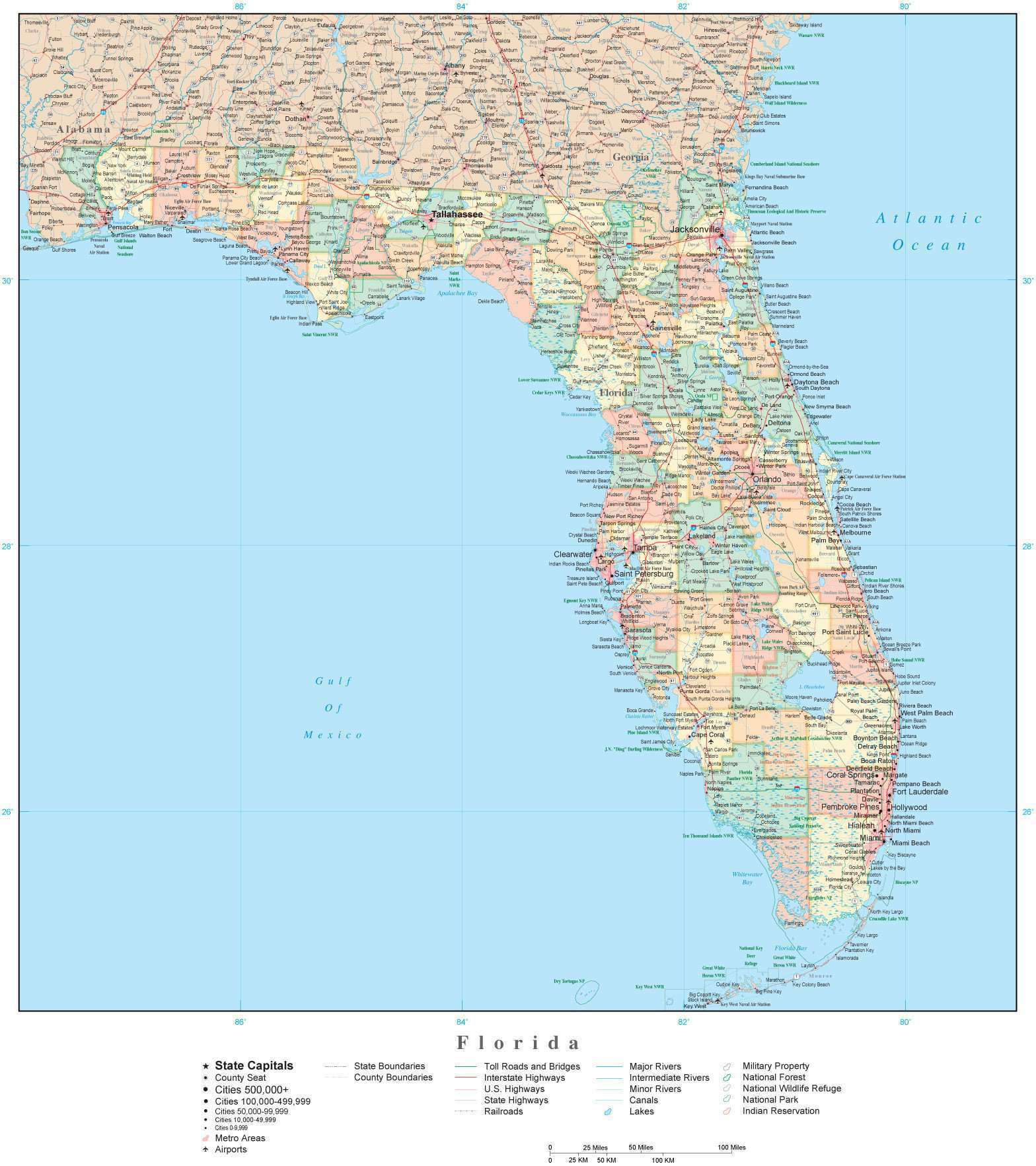 Florida Counties Map Printable