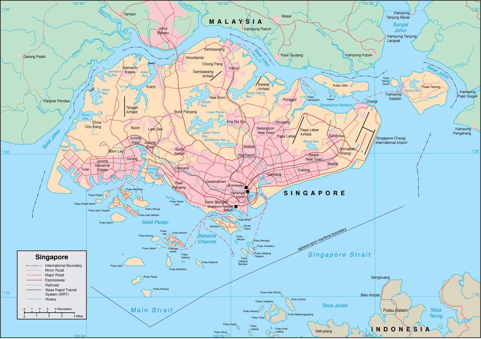 Digital Singapore Map In Adobe Illustrator Vector Format