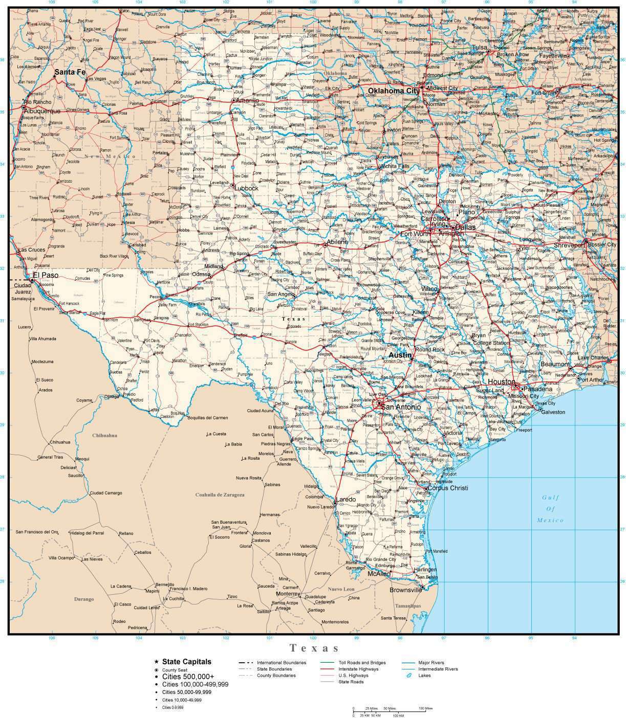 Texas County Map With Roads