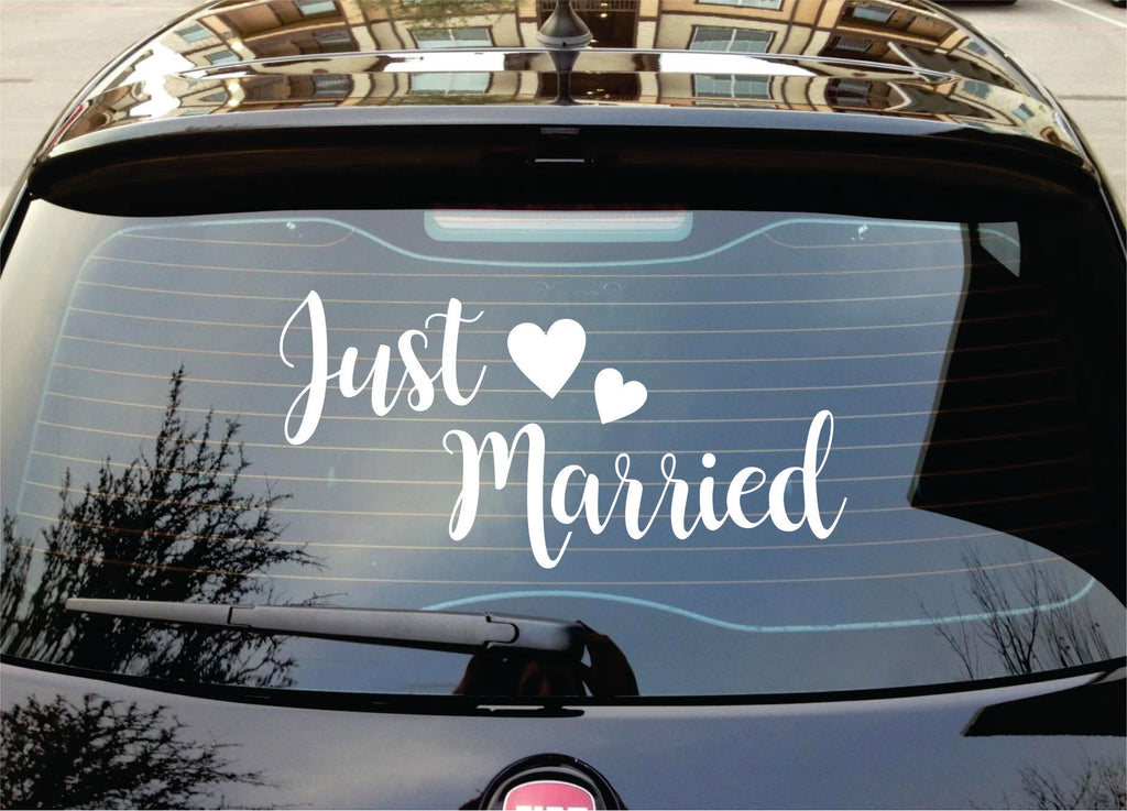 Just Married Car Decal Quote Sticker Wall Vinyl Art Decor Husband Wife