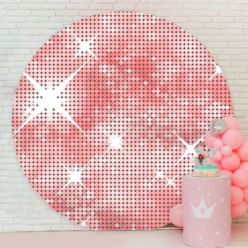 Pink Sliver Bokeh Round Birthday Party Backdrop Aperturee