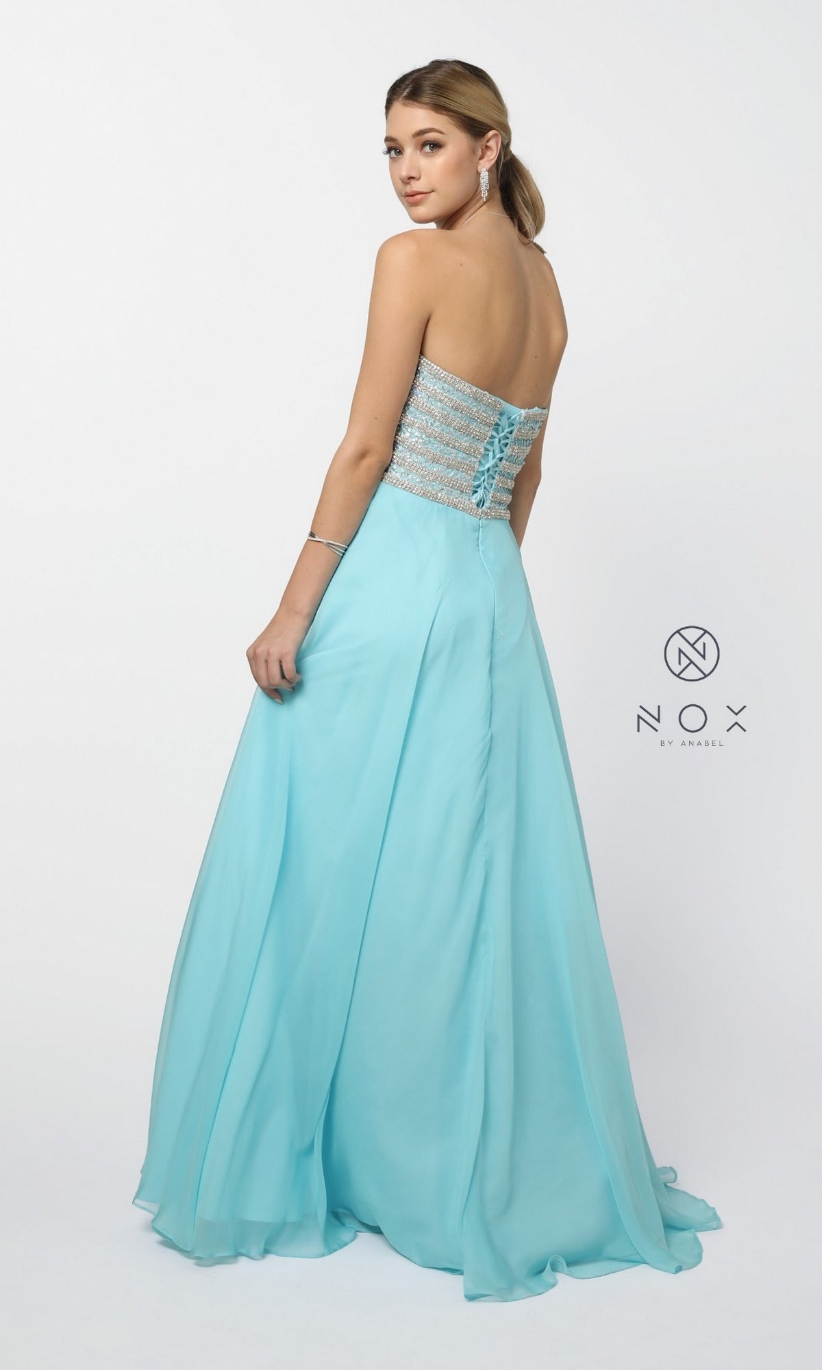 Long Flowing Sweetheart Strapless Prom Dress