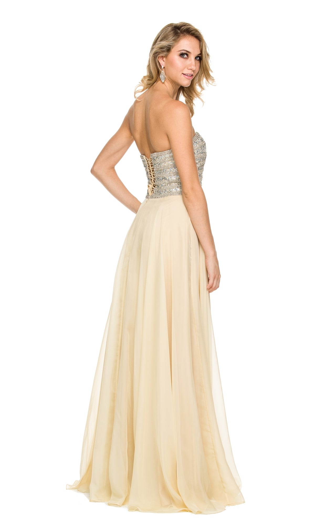 Long Flowing Sweetheart Strapless Prom Dress