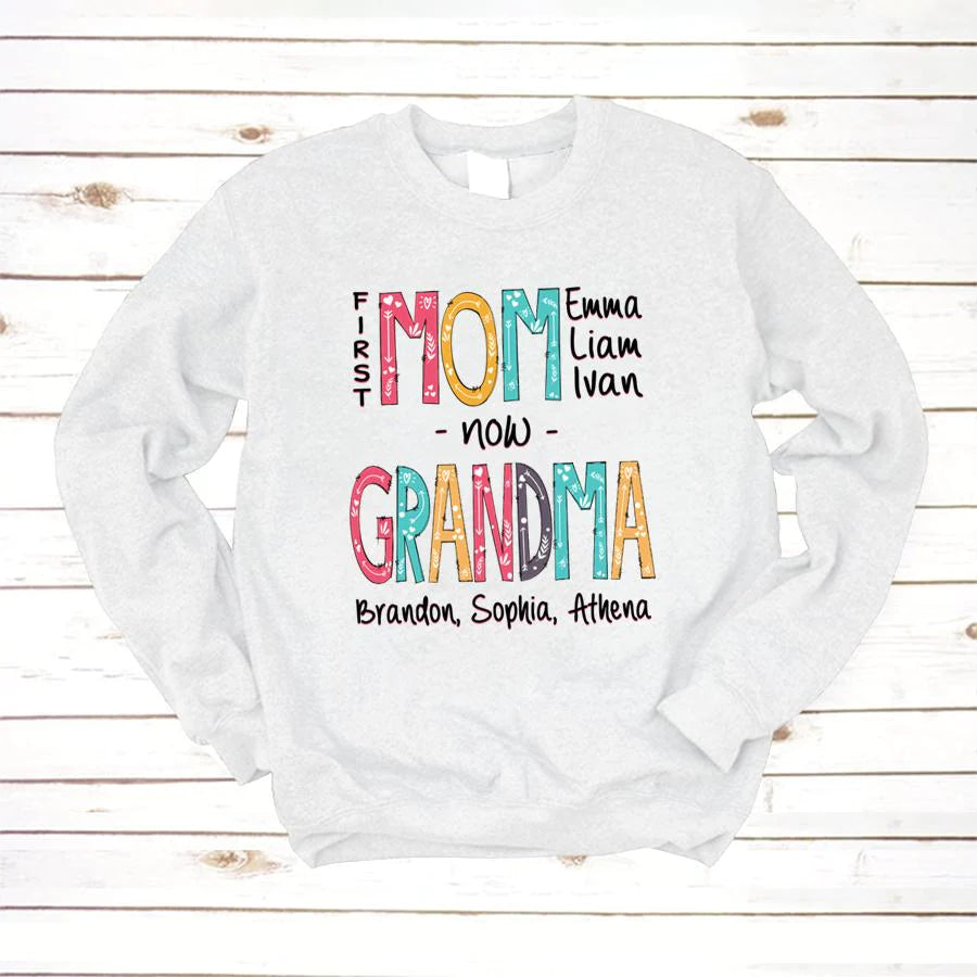 First Mom Now Grandma Style Mothers Day Shirt