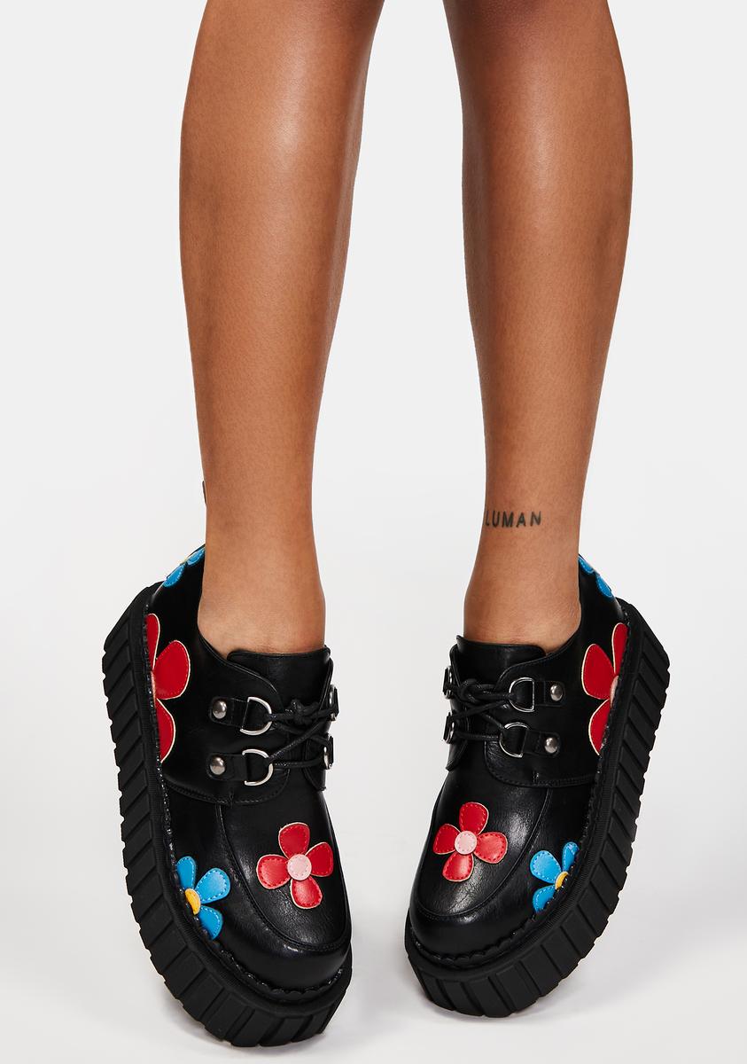 Lamoda Floral Platform Creepers Blackmulti Dolls Kill