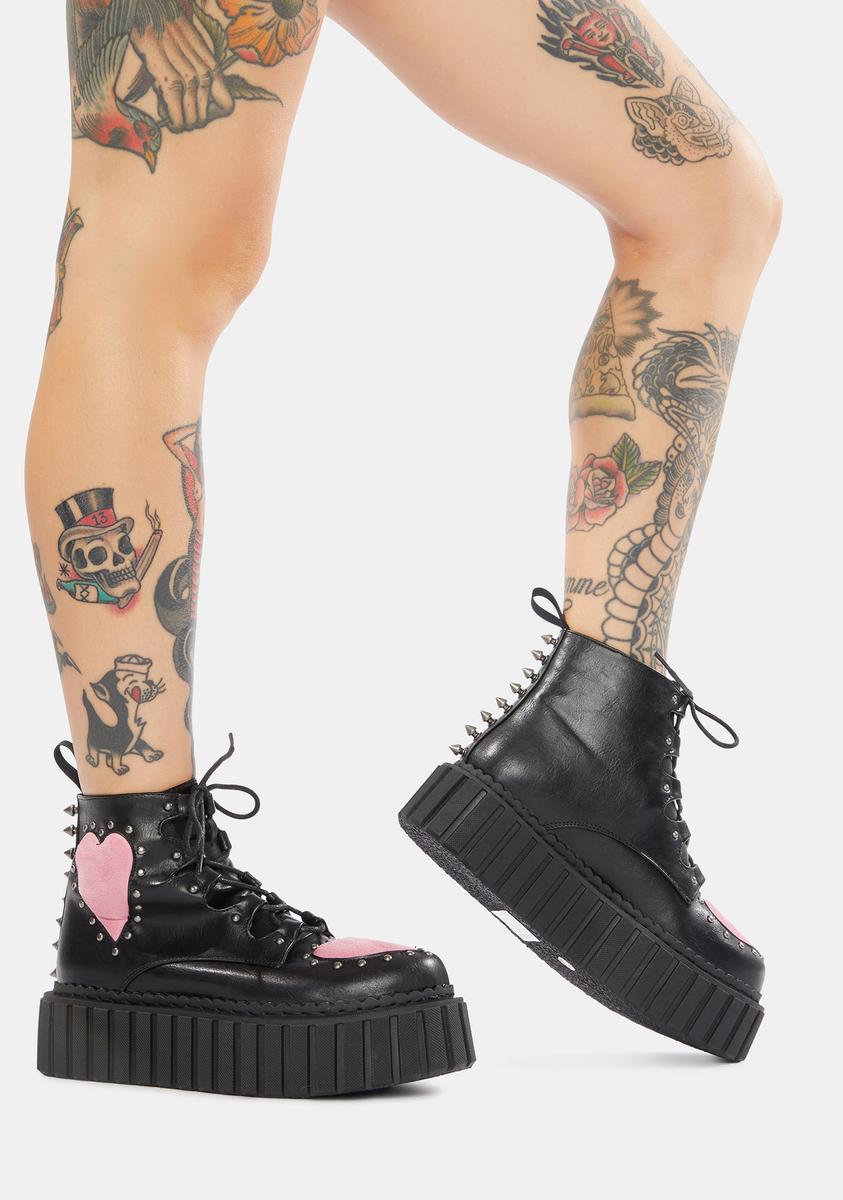 Lamoda Cross Your Heart Chunky Creeper Ankle Boots Dolls Kill