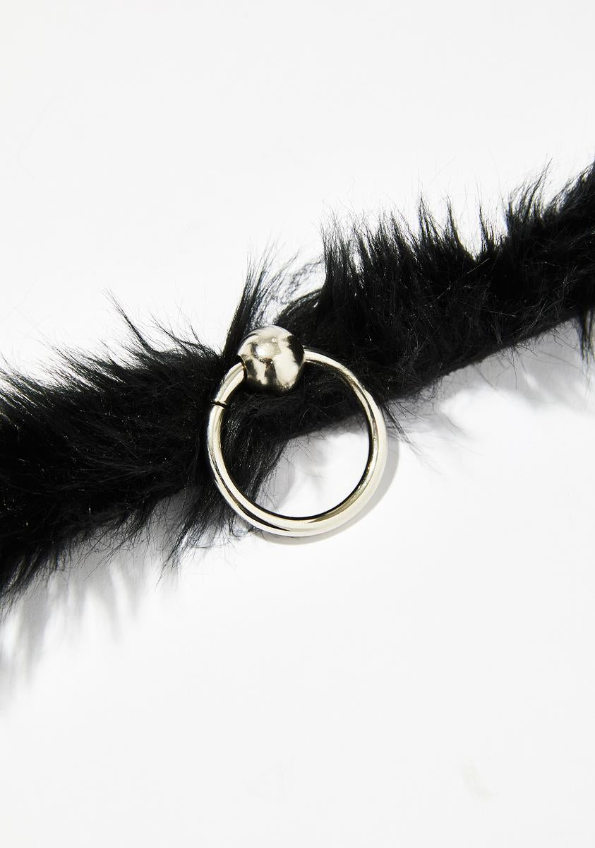 Black Fuzzy O Ring Choker Dolls Kill