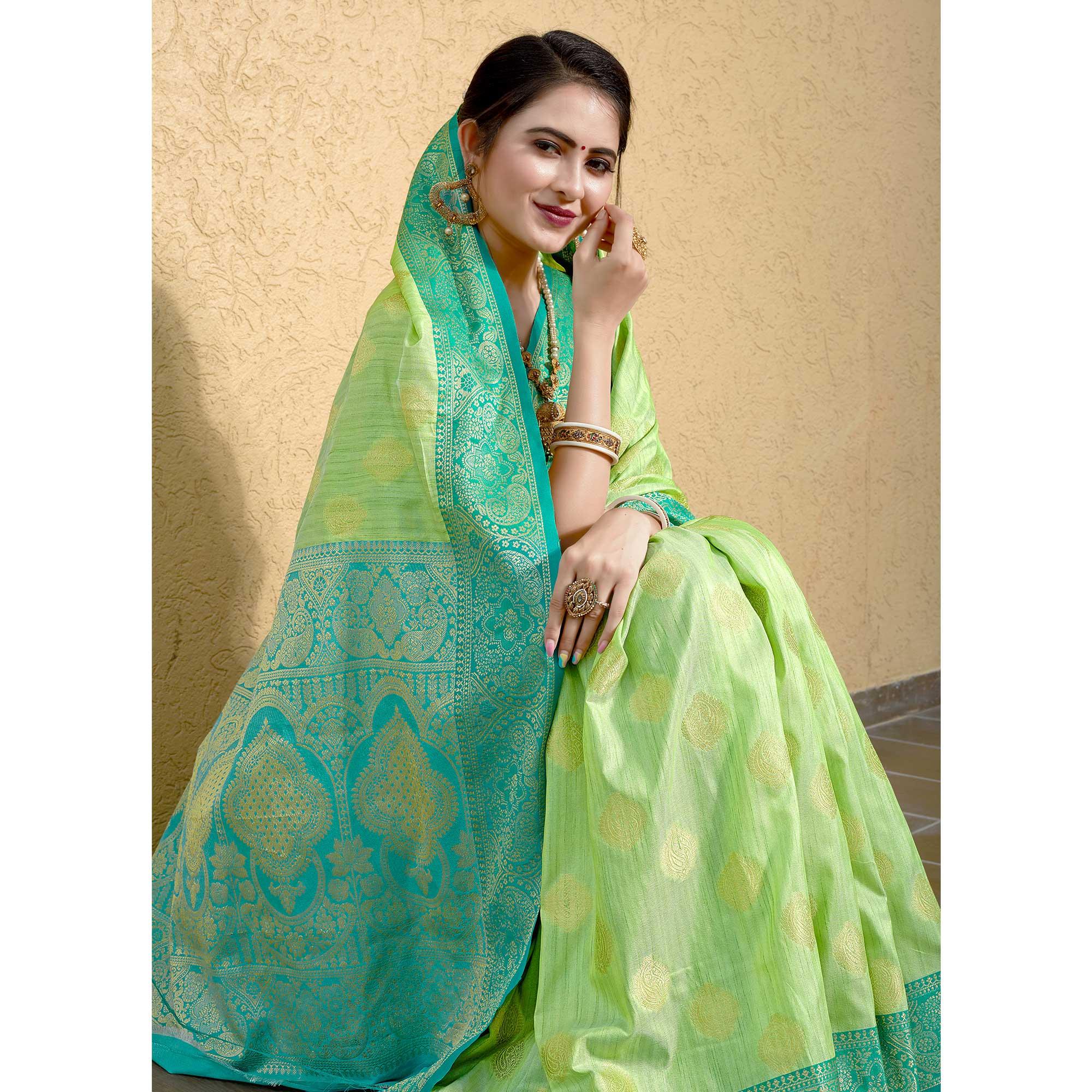 Pista Green Zari Woven Art Silk Saree