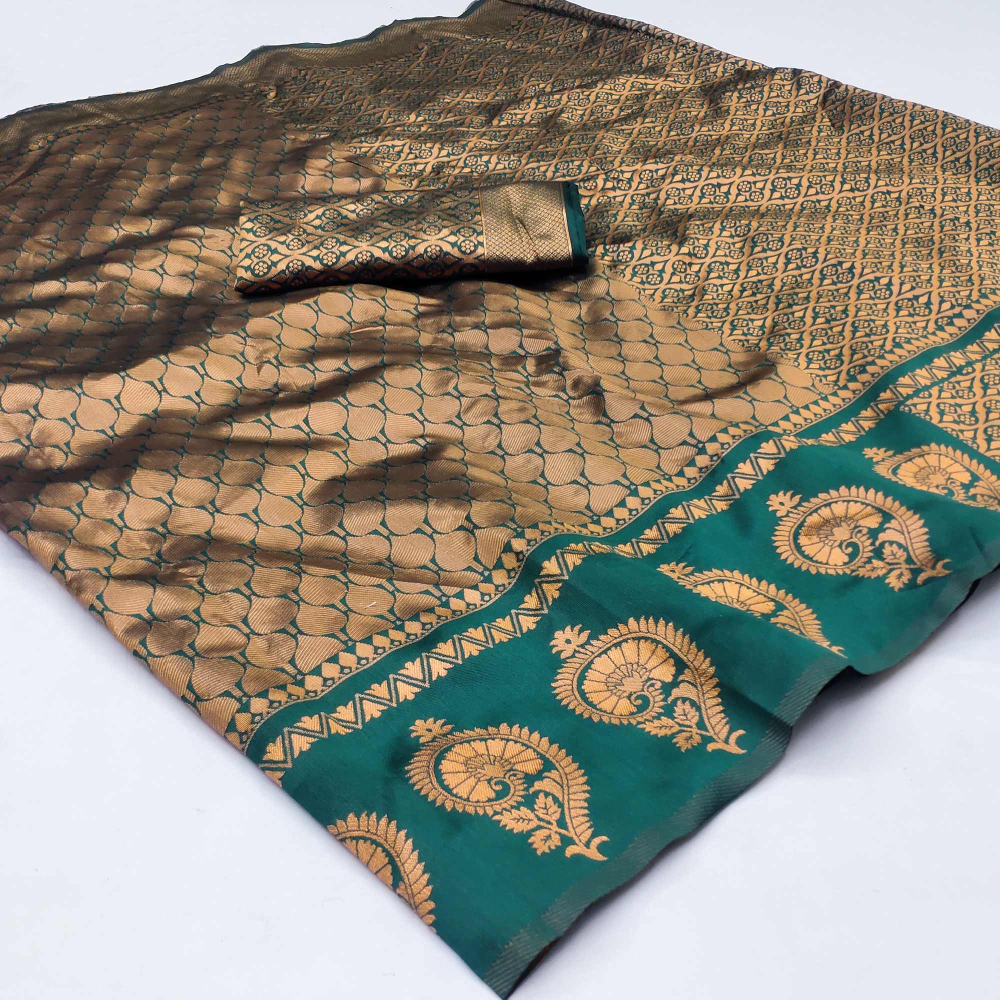 Green Woven Banarasi Silk Saree