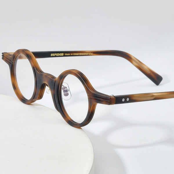 Hepidem Acetate Glasses Frame Men Retro Vintage Small Round Eyeglasses