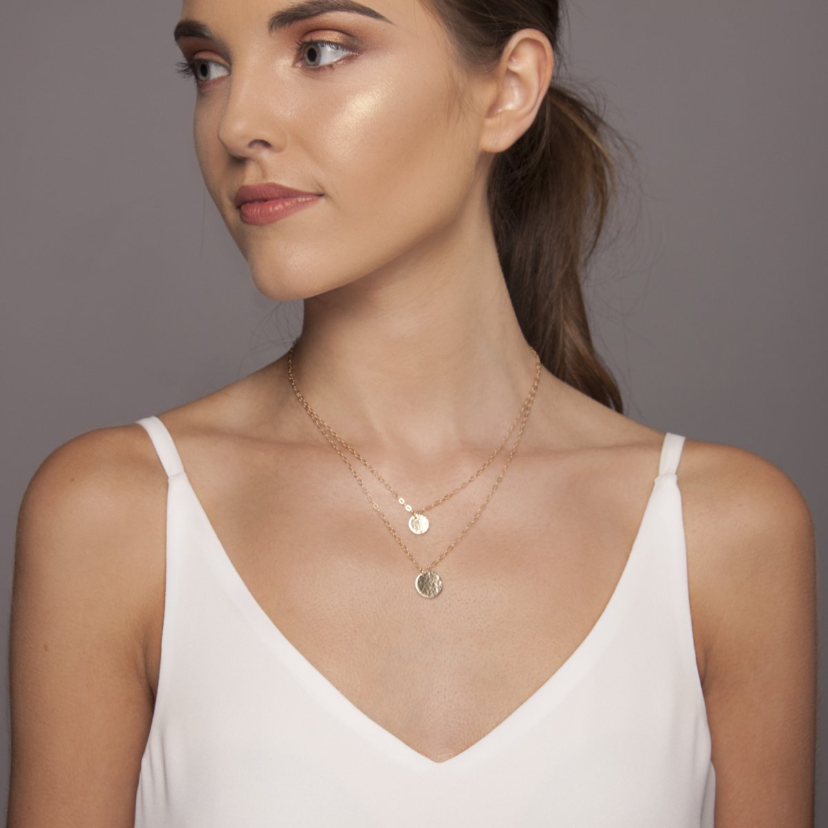 Layered Gold Disc Necklace Lulu Belle Jewellery