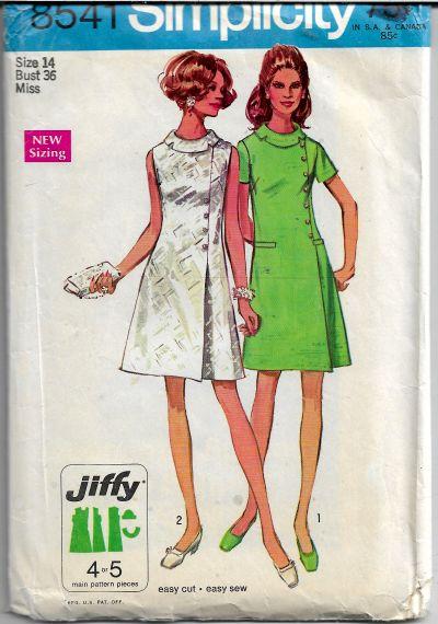 Simplicity 8541 Ladies Jiffy Dress Vintage Sewing Pattern 1960s