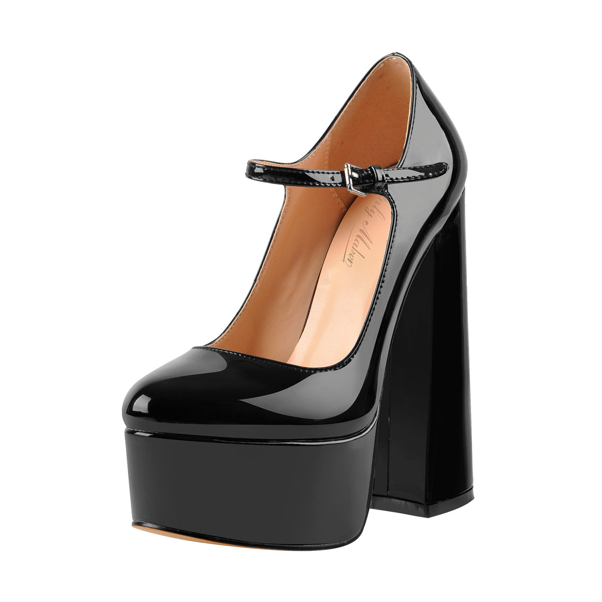 Mary Jane Pumps Platform Chunky High Heels Round Toe Ankle Strap Pumps