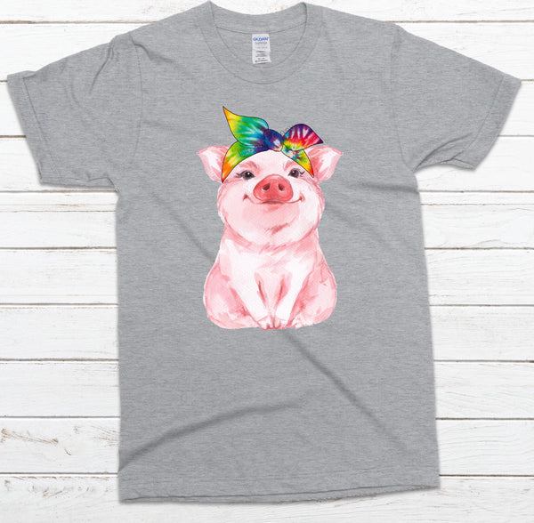 Pig With Tie Dye Bandana High Heat 11” Screen Print Abidesignstore