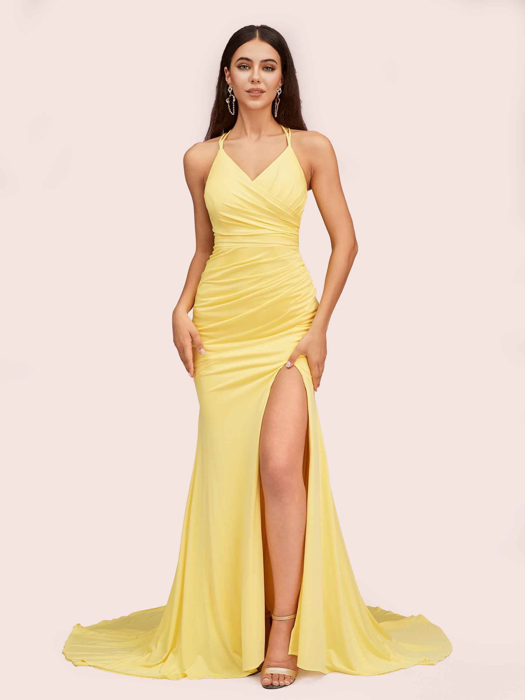 Sexy Spaghetti Straps Sleeveless Mermaid Long Formal Prom Dresses With