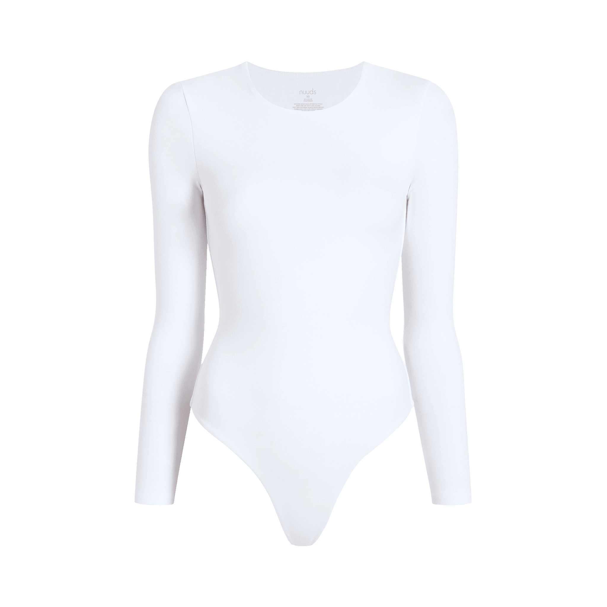 Womens Long Sleeve Crewneck Bodysuit White Nuuds