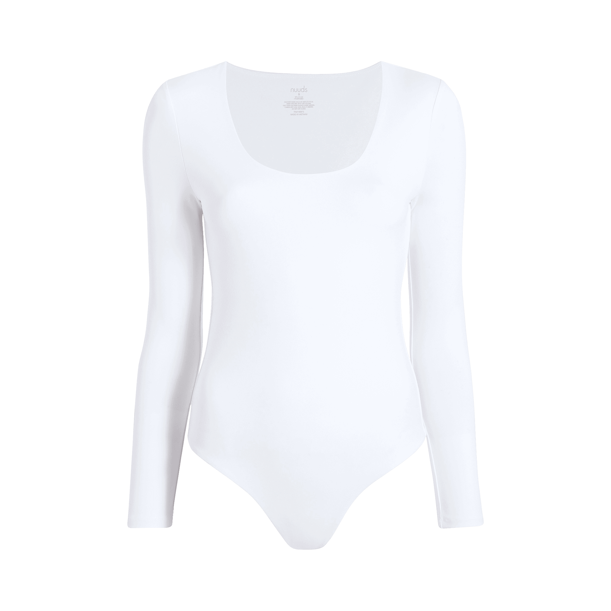 Womens Long Sleeve Scoop Neck Bodysuit White Nuuds