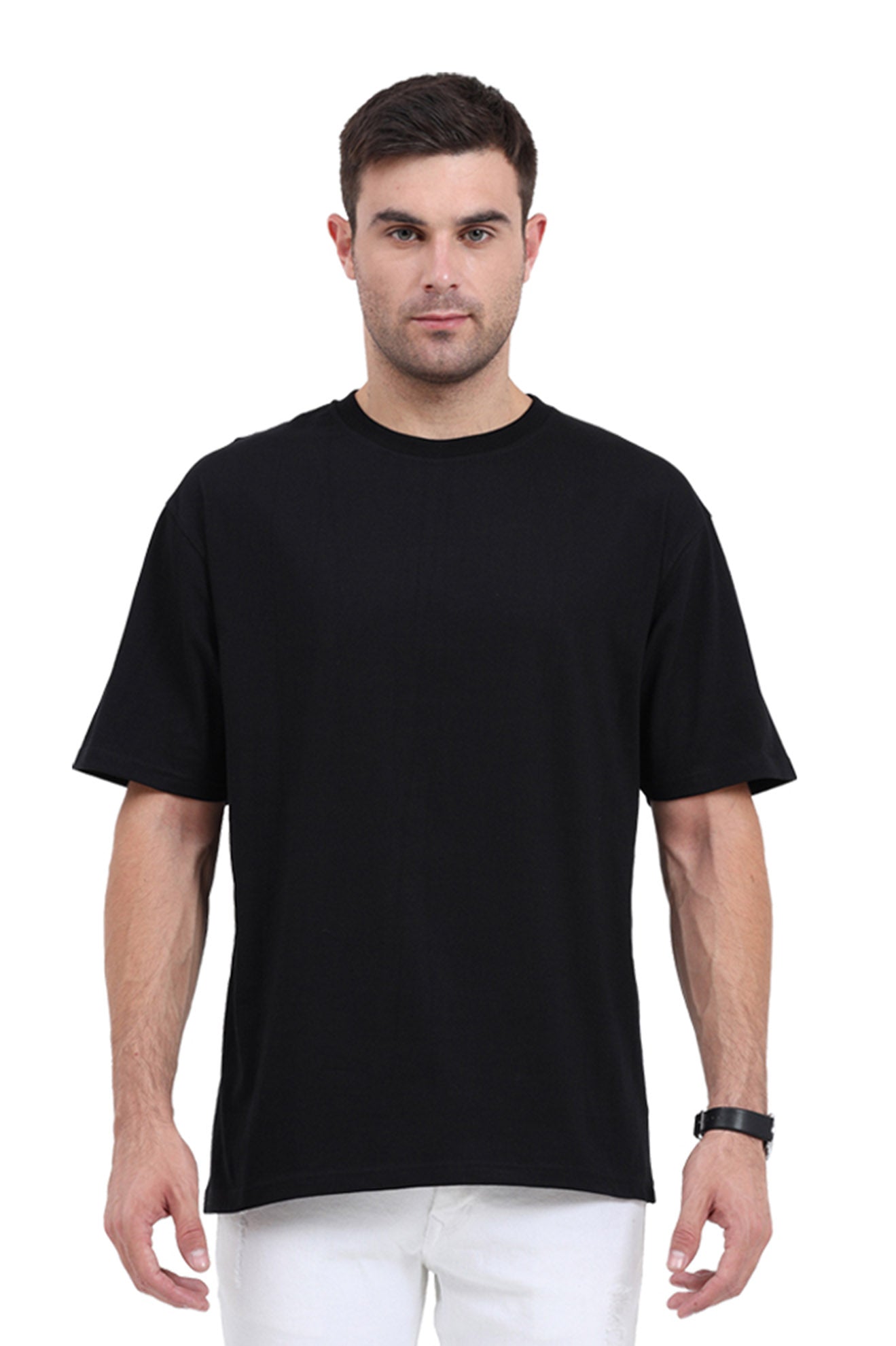 Oversized Plain Black T Shirt For Men Uppstring